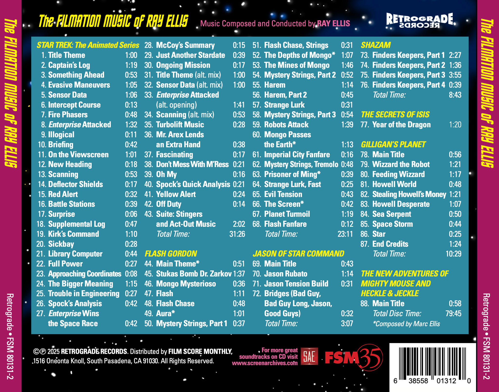THE FILMATION MUSIC OF RAY ELLIS: Original Television Soundtracks ...